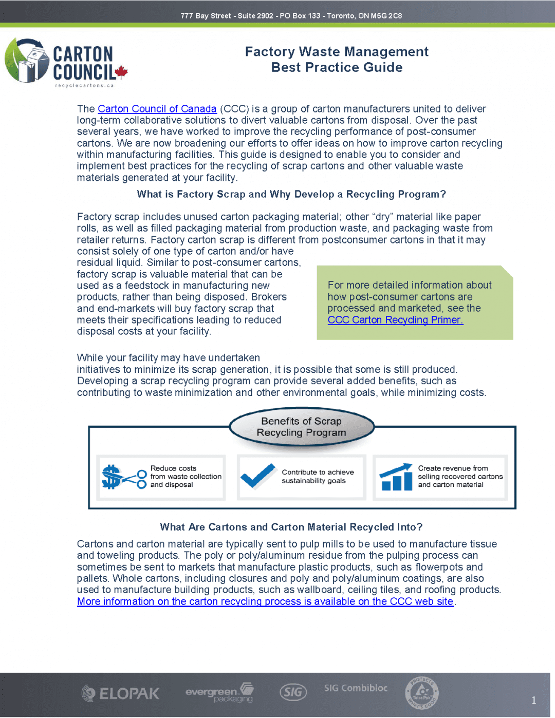 Factory Waste Best Practice Guide & Calculator | Carton Council of Canada